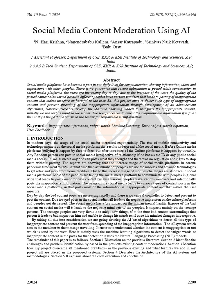 Social_Media_Content_Moderation_Using_AI_ijariie23024 | PDF | Deep ...