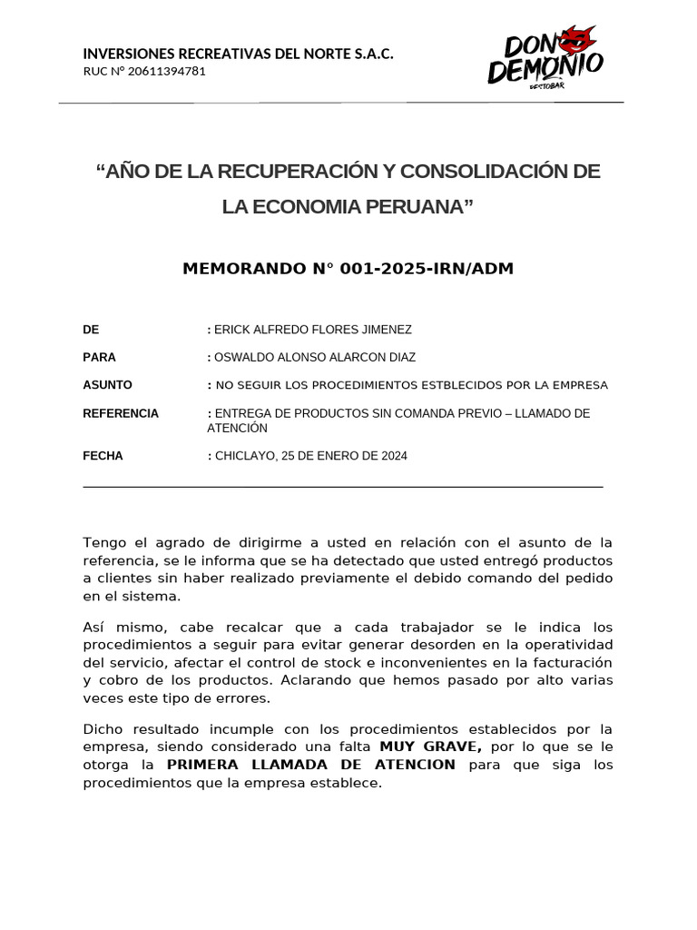 Formato_Memo_2025 DR | PDF