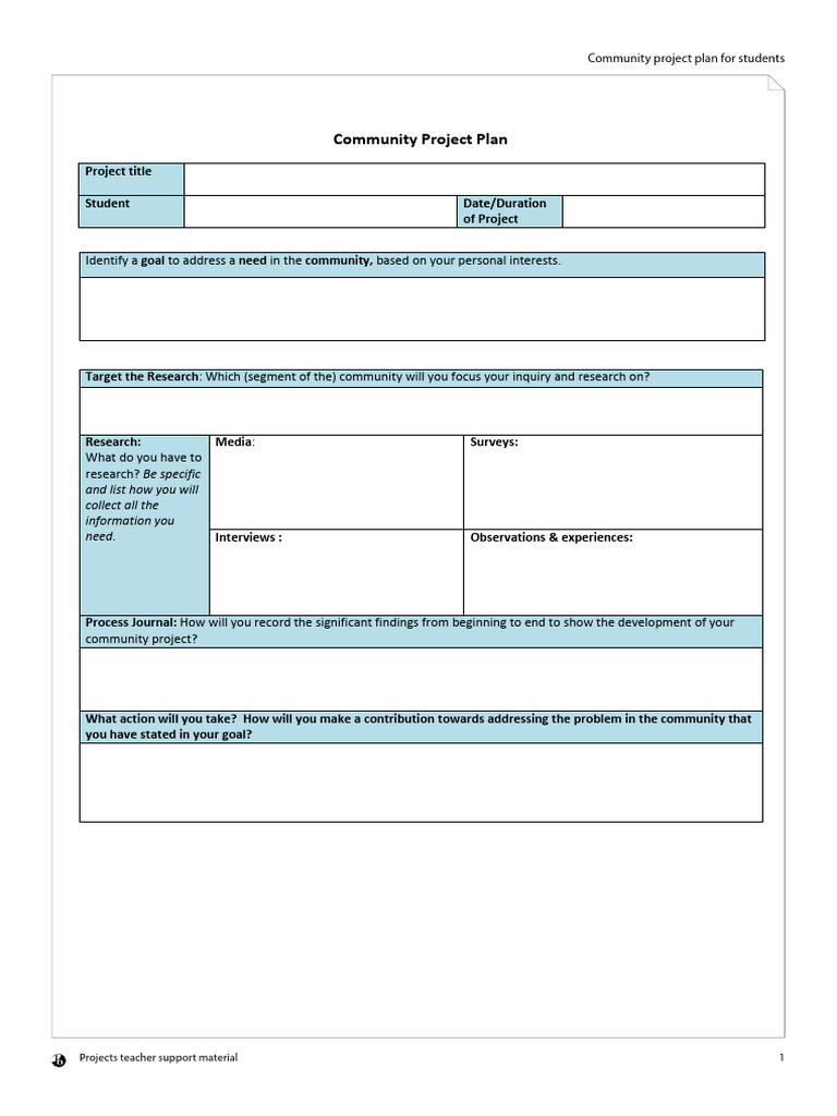 IB MYP Community Project Student Template | PDF