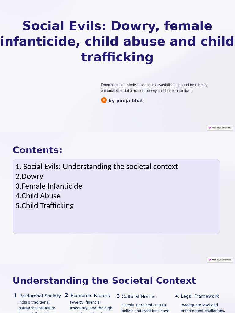 Social Evils Dowry and Female Infanticide (1) | PDF | Woman | Social Policy