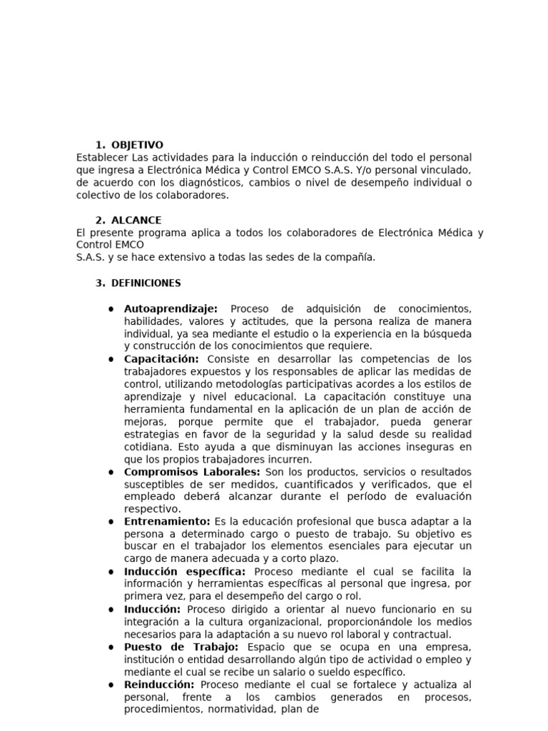Procedimiento de Inducción y Reinducción | PDF | Derecho laboral | Valores