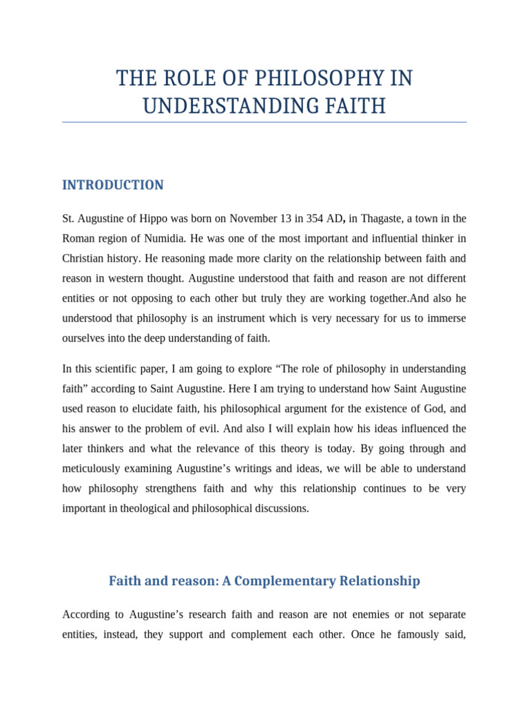 Philosophy's Role in Understanding Faith | PDF | Reason | Augustine Of ...