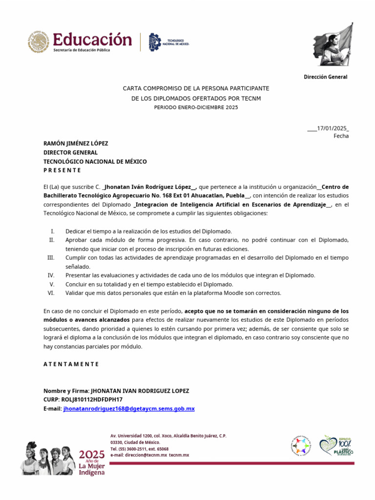 Carta Compromiso 2025 | PDF