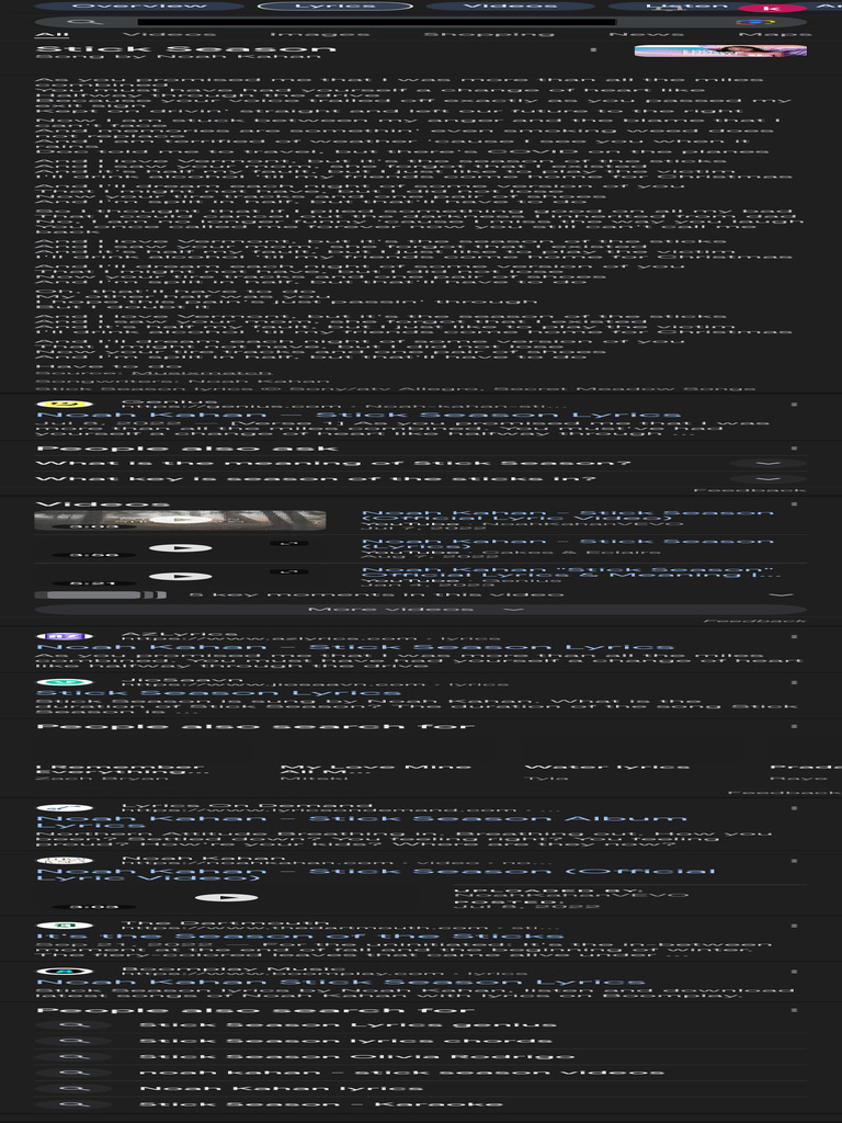 Stick Season Lyrics - Google Search | PDF | Recorded Music