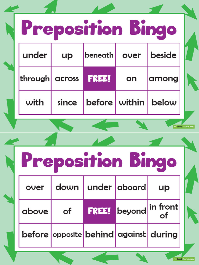 Preposition Bingo A Do Be Reader | PDF | Underwater Diving ...