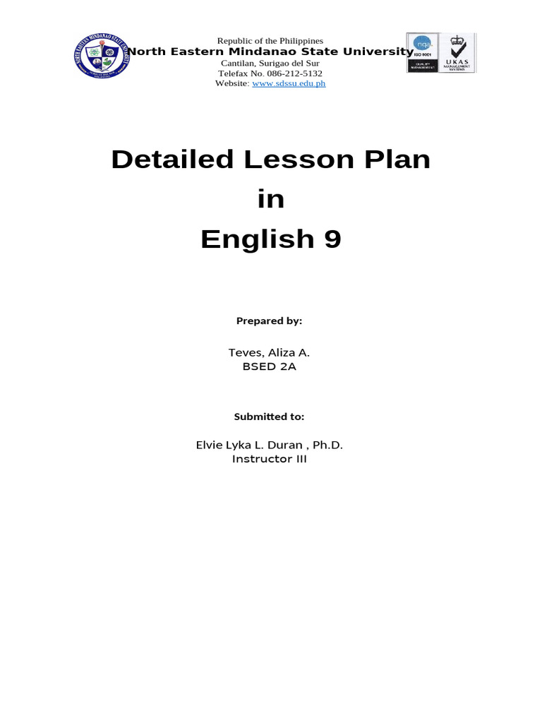 EL 111 - Lesson Plan - Teves | PDF | Lesson Plan