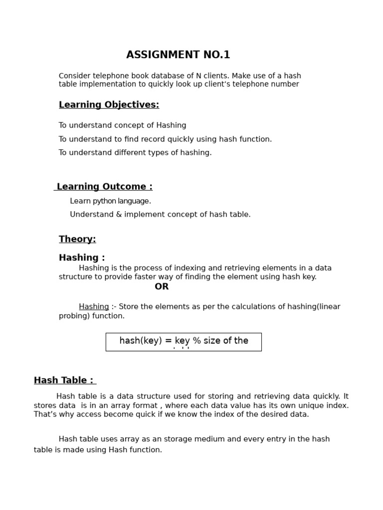 Assignment No 1 | PDF | Database Index | Computer Programming Assignment No 1 | PDF | Database Index | Computer Programming