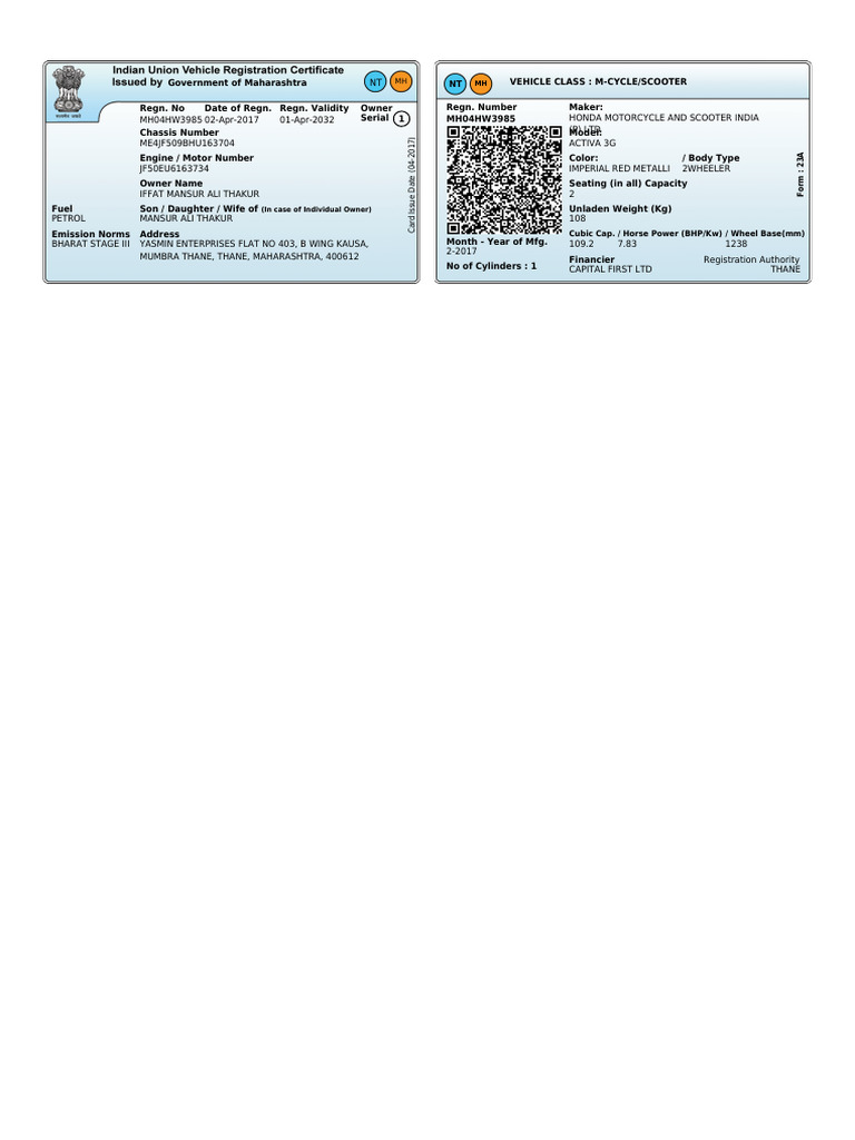 Vehicle Registration Details | PDF | Private Transport | Car