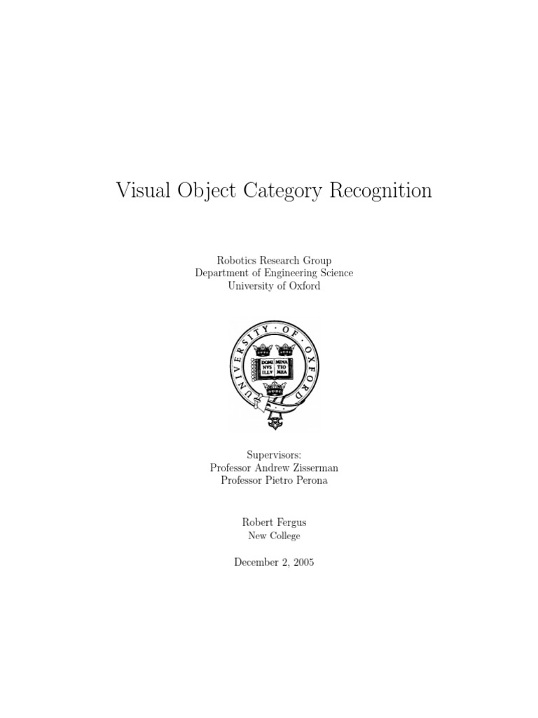 PHD Visual Object Category Recognition | PDF