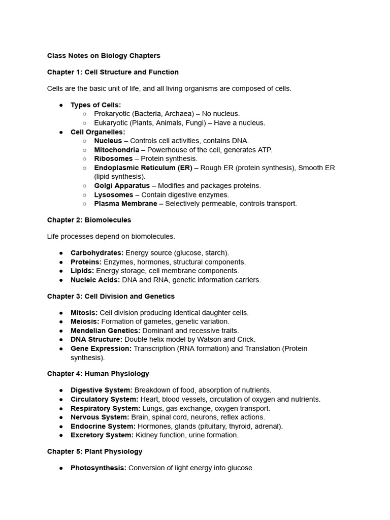 Biology Overview and Key Concepts | PDF | Cell (Biology) | Endoplasmic ...