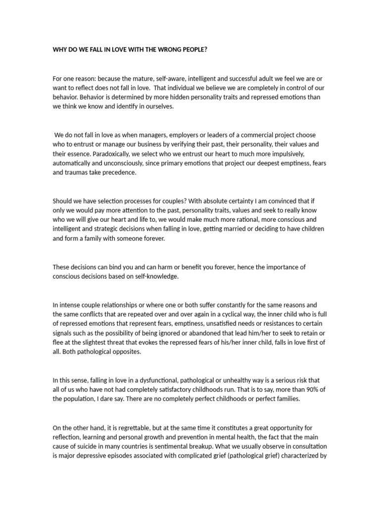 Understanding Love's Misguided Choices | PDF | Love | Attachment Theory