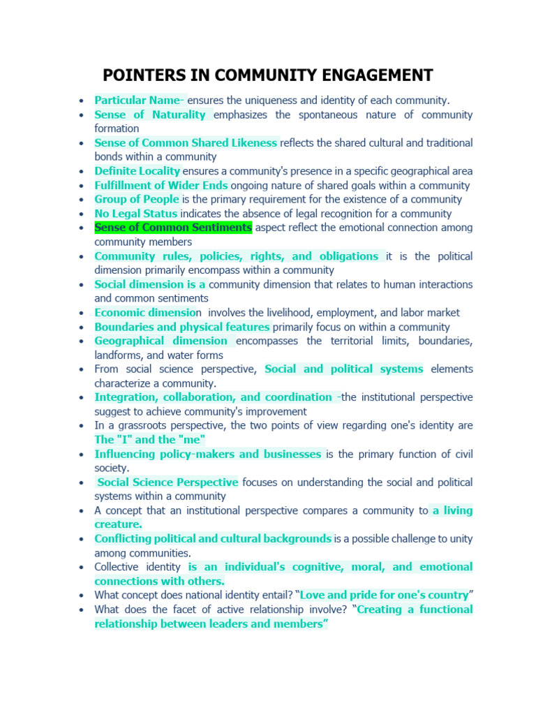 Pointers in Community Engagement | PDF | Community | Identity (Social ...
