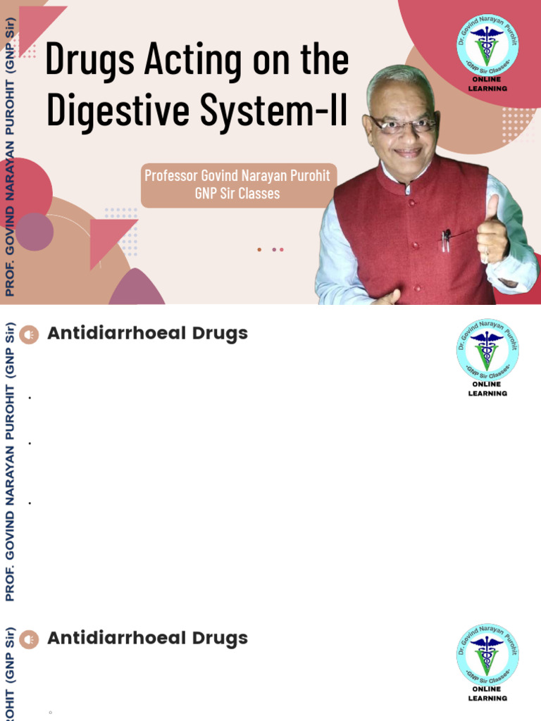 Drugs Acting on Digestive System-II Antidiarrheals | PDF | Vomiting | Bile