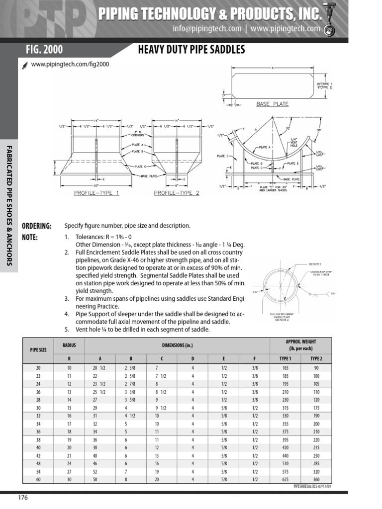 Heavy Duty Pipe Saddle Specifications | PDF | Pipe (Fluid Conveyance ...