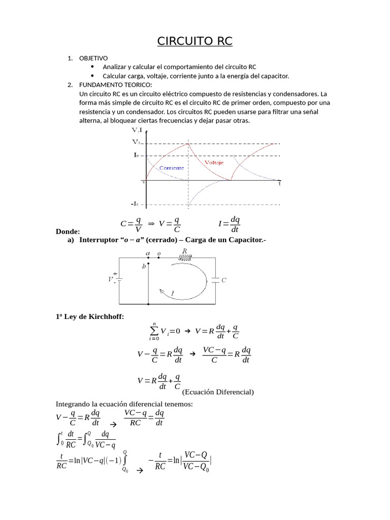 Análisis y Cálculo de Circuito RC | PDF | Red eléctrica | Ingeniería Informática