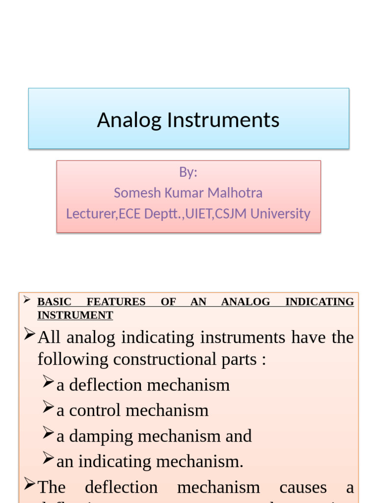 Lecture 4 Analog Instruments | PDF | Physics | Physical Phenomena