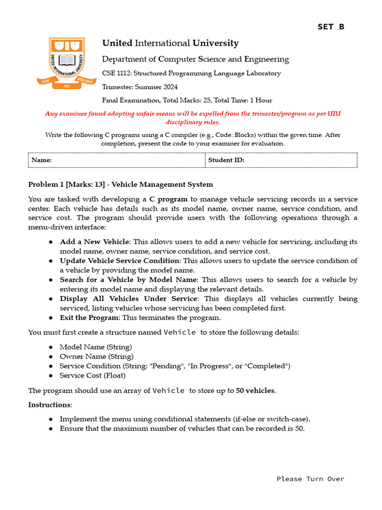 Final Set B 242 CSE1112 J MeHn | PDF | String (Computer Science) | Parameter (Computer Programming)