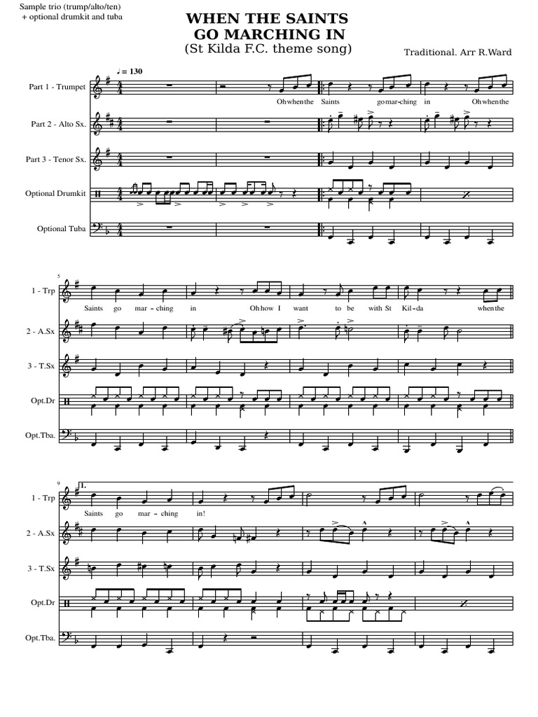 Oh When The Saints (TRP e Sax) | PDF | Aerophones | Musical Instruments