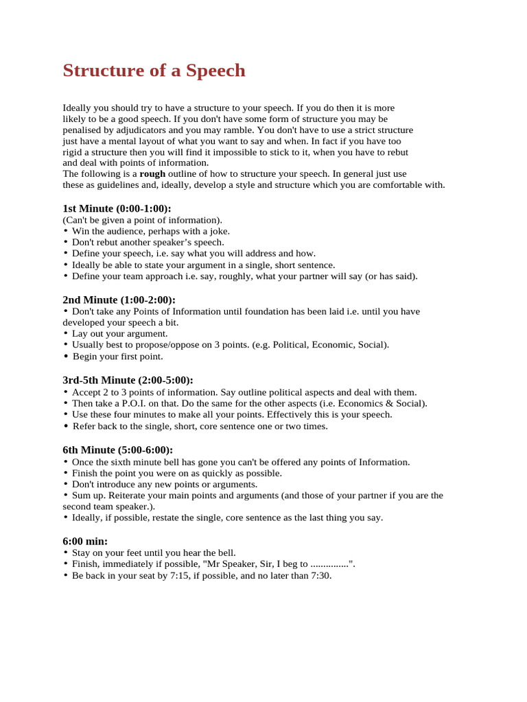 Structure of A Speech | PDF