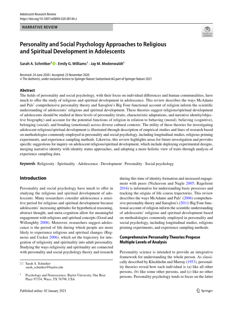 Adolescent Spiritual Growth Insights | PDF | Adolescence | Attachment ...
