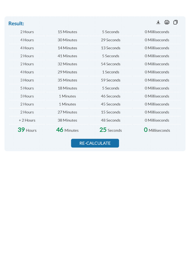 Add Time Calculator Result | PDF