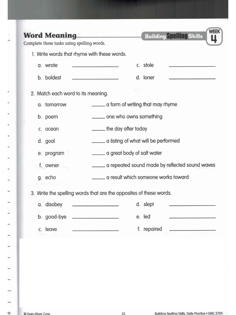 5th Grade Spelling WK 4.png | PDF