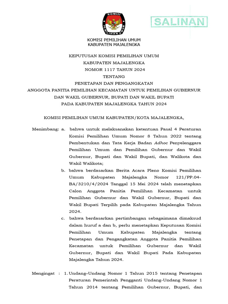 SK Penetapan PPK Dan Bukti Kerja | PDF