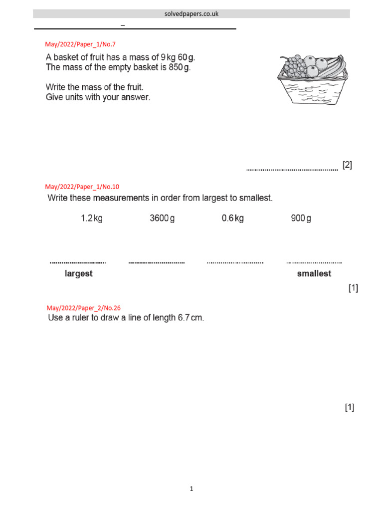 Primary Math Checkpoint Papers | PDF