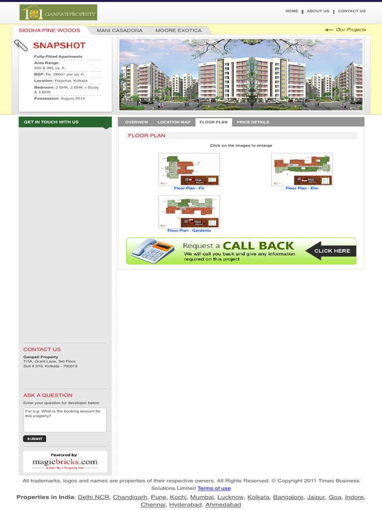 Floor Plan - Siddha Pine Woods, Rajarhat, Kolkata - Ganpati Infracon Pvt. Ltd. - 2 BHK, 2 BHK ...