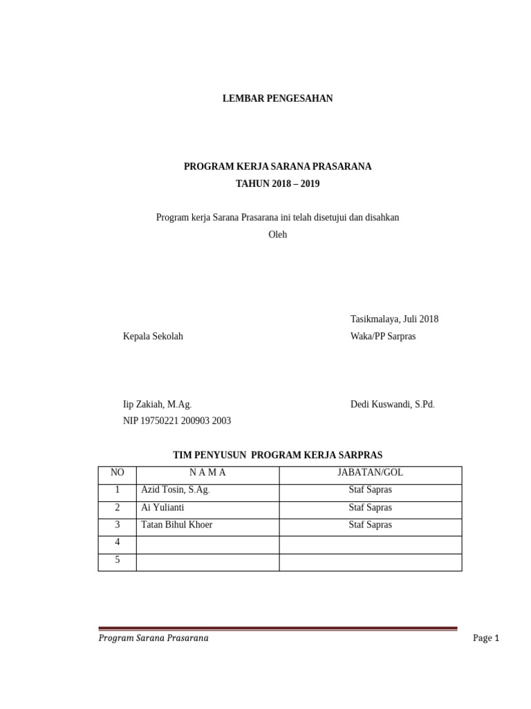 Draf Program Sarpras | PDF