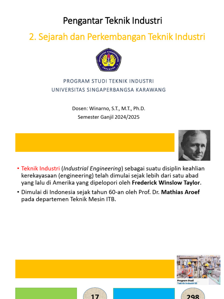 Sejarah Dan Perkembangan Teknik Industri - Agustus 2024 | PDF