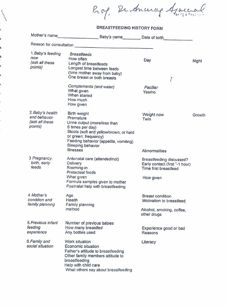 3rd Sem Breastfeeding and Complimentary Feeding Form | PDF ...