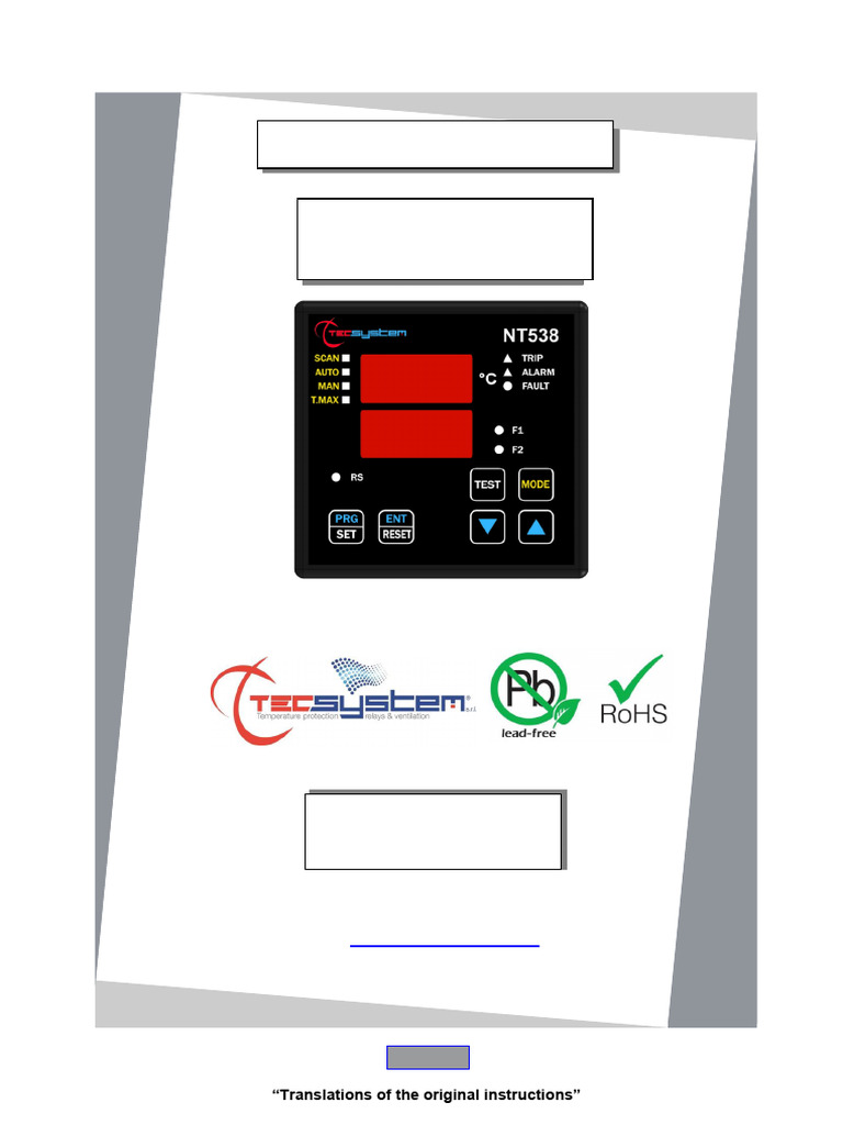 Temperature Controllers Electric Moters NT538 BASIC ED16 R1.5 Inst ...