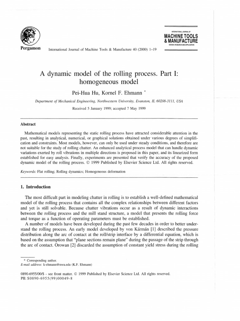 A Dynamic Modelling of Rolling Procecss | PDF