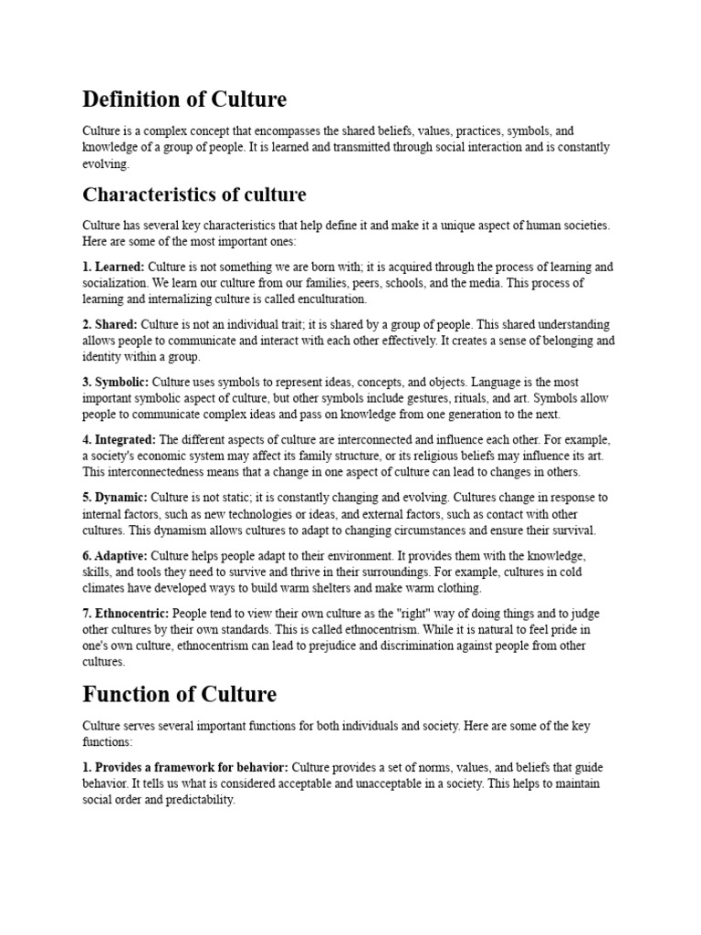 Definition of Culture | PDF | Identity (Social Science) | Symbols