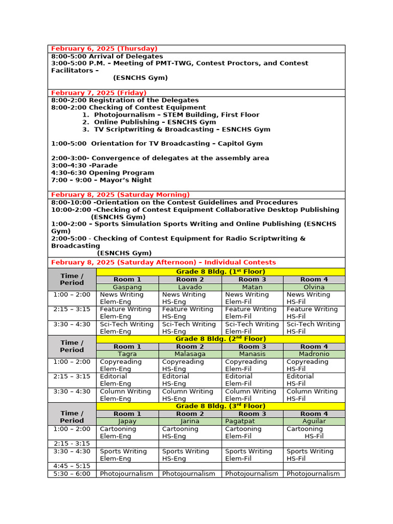 REVISED RSPC 2025 Activity Matrix | PDF | Mass Media | Journalism