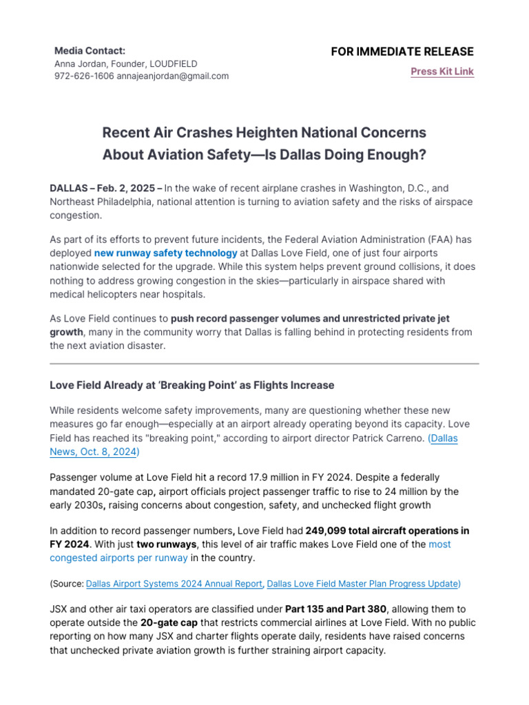 Dallas Aviation Safety Concerns | PDF | Airport | Air Traffic Control