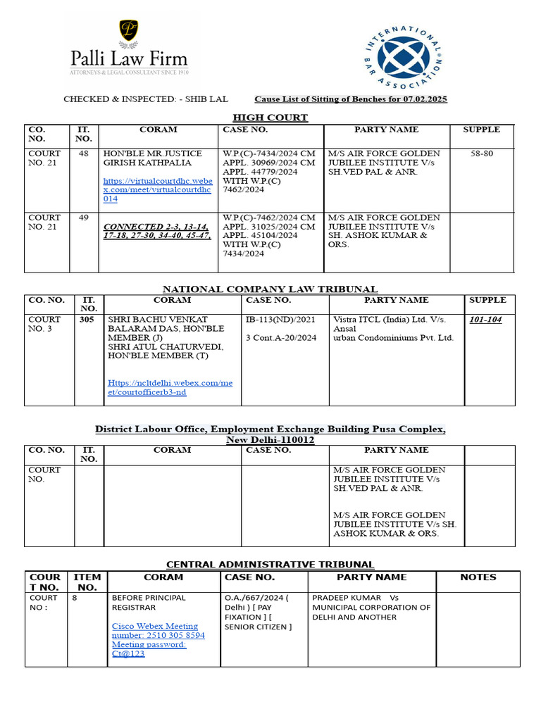 CAUSE LIST 07.02.2025 | PDF
