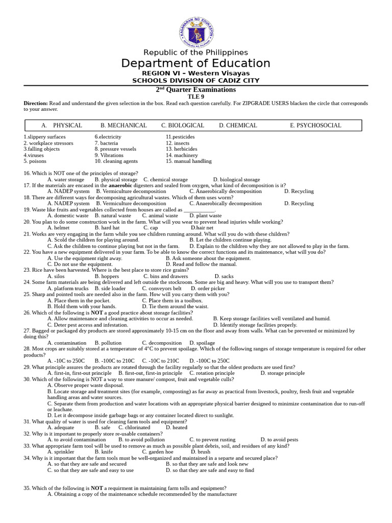 Q2-TLE-G9 | PDF | Decomposition | Waste