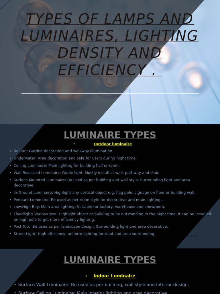 Types of Lamps and Luminaires Final | PDF | Compact Fluorescent Lamp ...