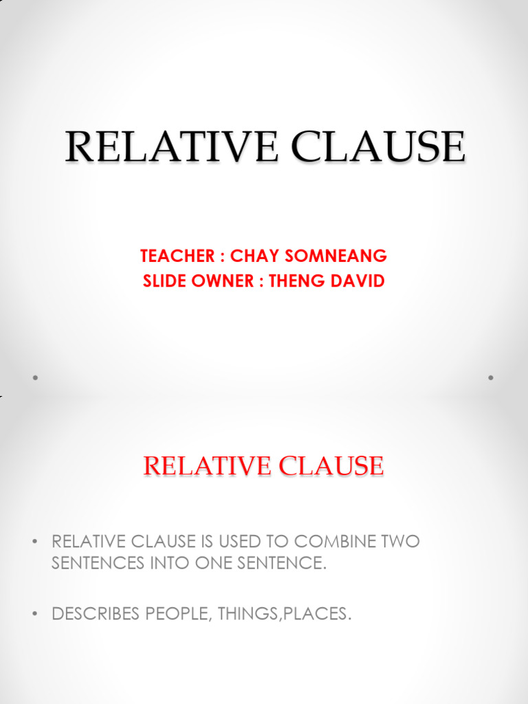 Relative Clause | PDF