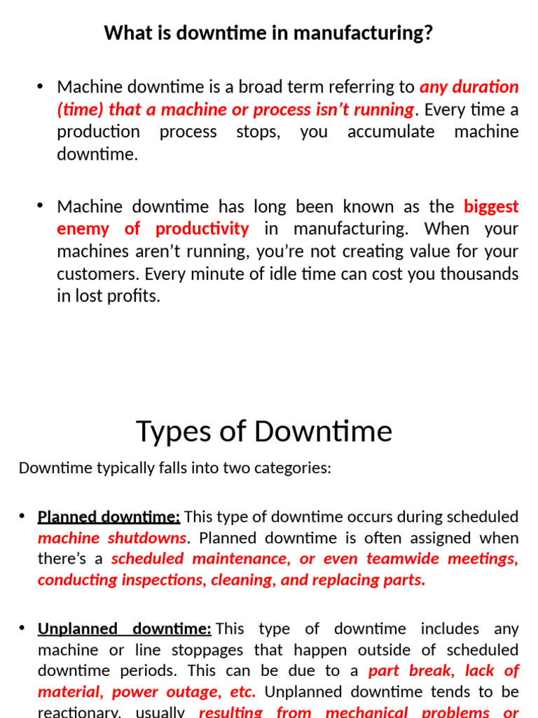 Understanding Manufacturing Downtime | PDF | Systems Engineering | Safety