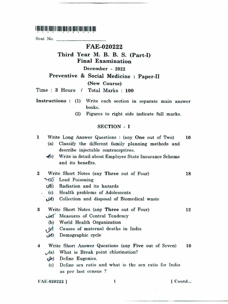 19 Batch Uni PSM Paper 2 | PDF | Family Planning | Health Care