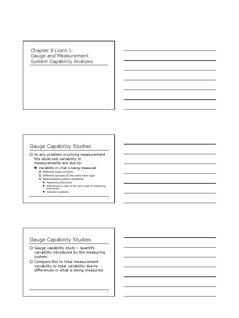 Chapter 8 (Cont.) : Gauge and Measurement System Capability Analysis ...