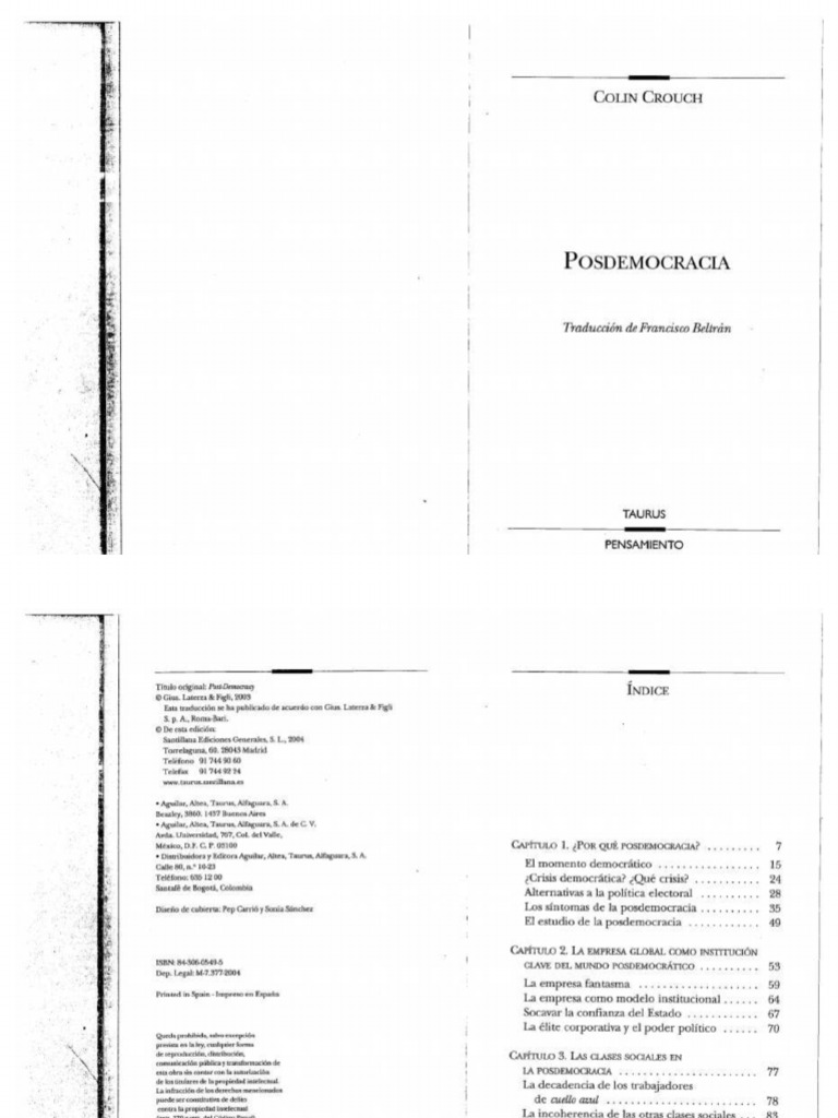 Posdemocracia - Colin Crouch (1) | PDF