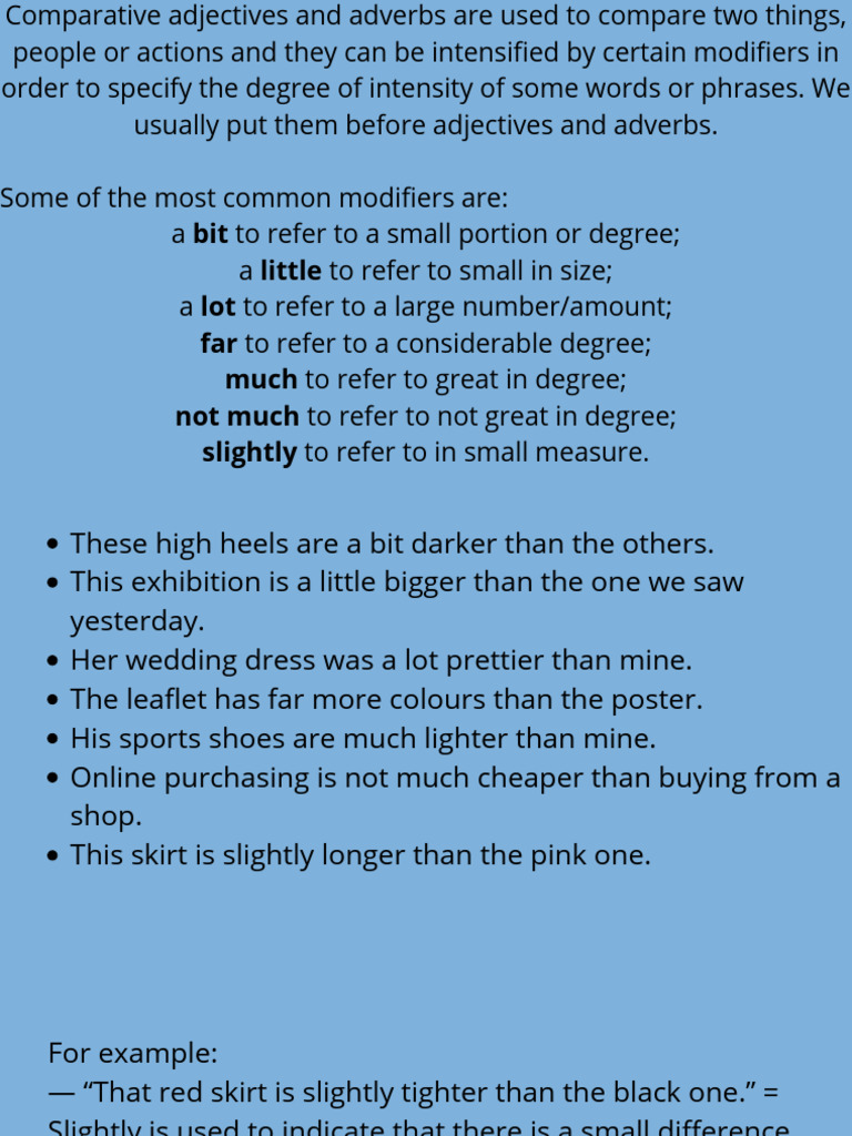 Modifiers of comparisons (2) | PDF | Adjective | Adverb