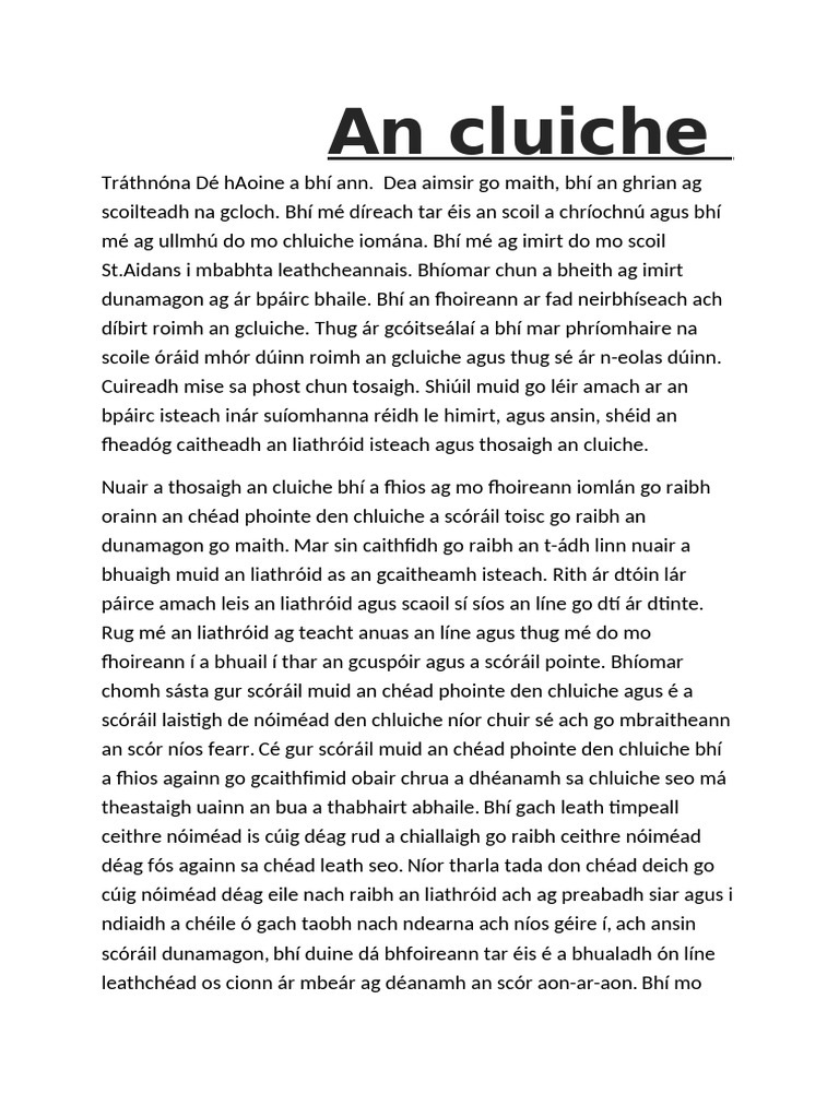 Irish Match Essay | PDF