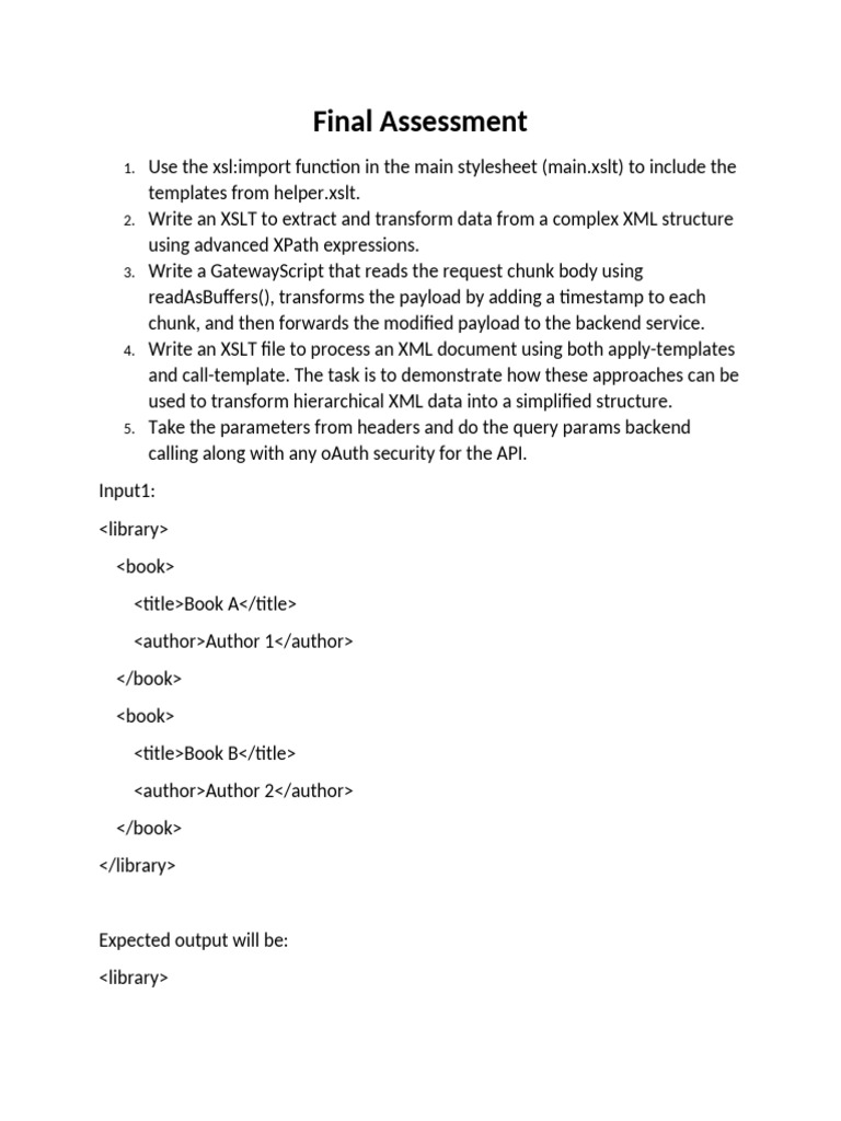 Final Assessment Pdf Xslt Computer File Formats