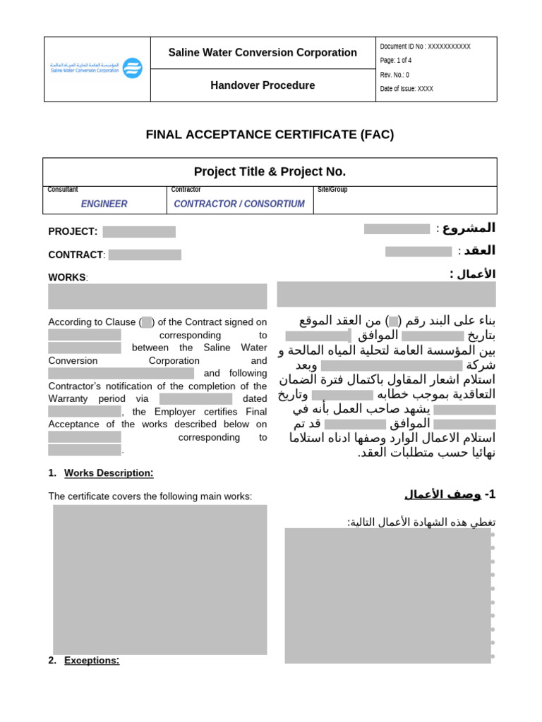 Asset Handover Procedure - Appendix 3 - Final Acceptance Test - v3.0 ...