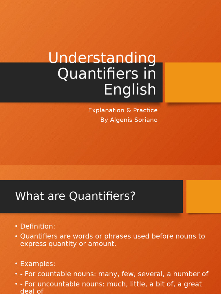 Quantifiers Presentation | PDF | Noun | Linguistic Morphology